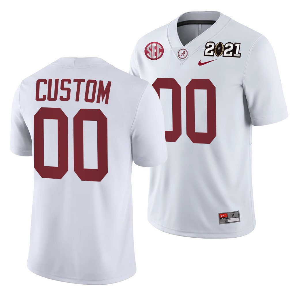 Men's Alabama Crimson Tide Custom 2021 Rose Bowl Champions Jersey White ...